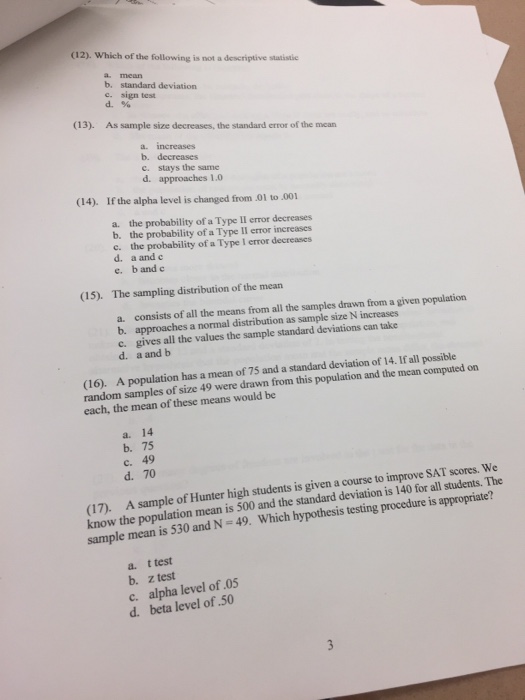 Solved Which of the following is not a descriptive statistic | Chegg.com