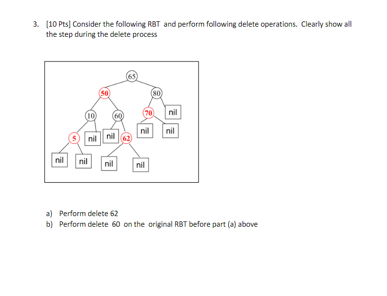 Solved [10 Pts] Consider the following RBT and perform | Chegg.com