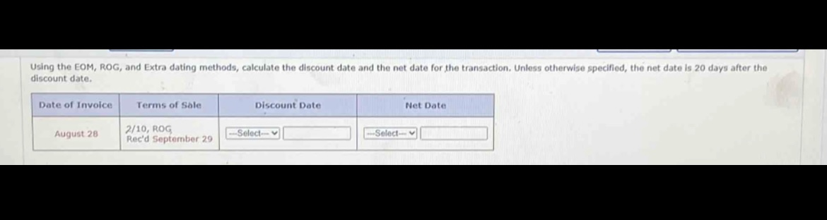 Solved Using the EOM, ROG, and Extra dating methods, | Chegg.com