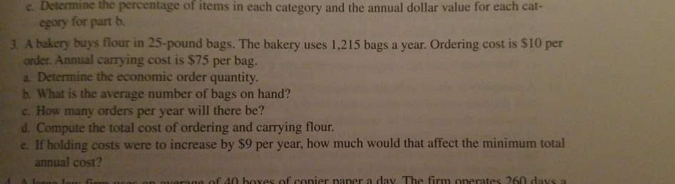 Solved e. Determine the percentage of items in each category | Chegg.com