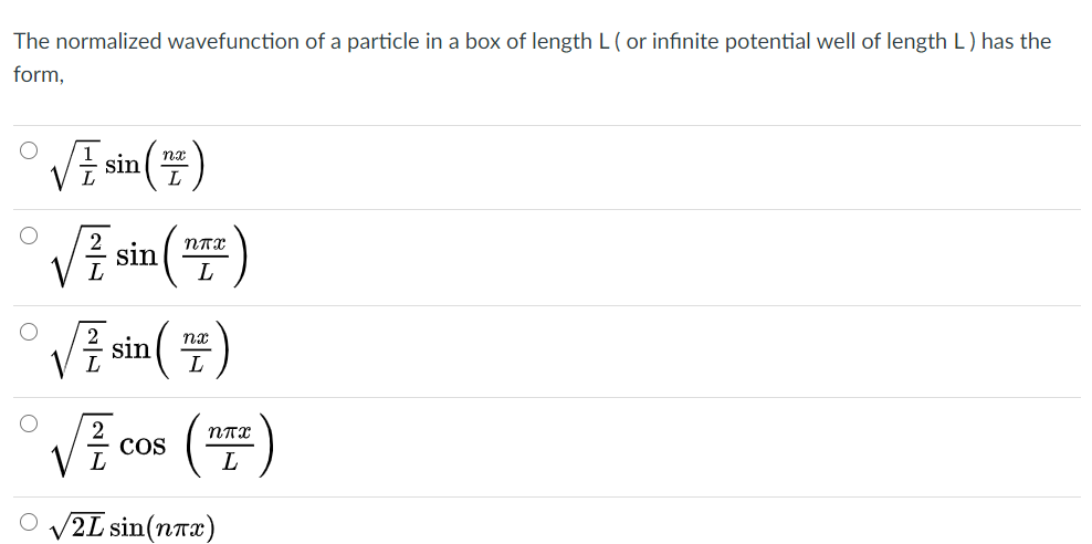 Solved The normalized wavefunction of a particle in a box of | Chegg.com