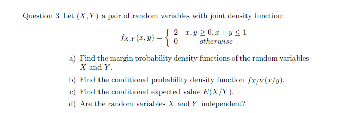 Solved Question 3 ﻿Let (x,Y) ﻿a pair of random variables | Chegg.com