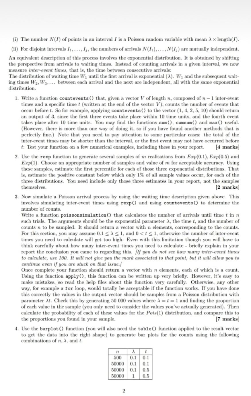 Exercises 1. Poisson process In this exercise we | Chegg.com