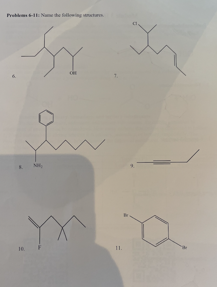 Solved Problems 6-11: Name the following structures. CI OH | Chegg.com