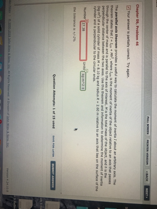 Solved FULL SCREEN " PRINTER VERSION BACK NEXT , Chapter 09, | Chegg.com