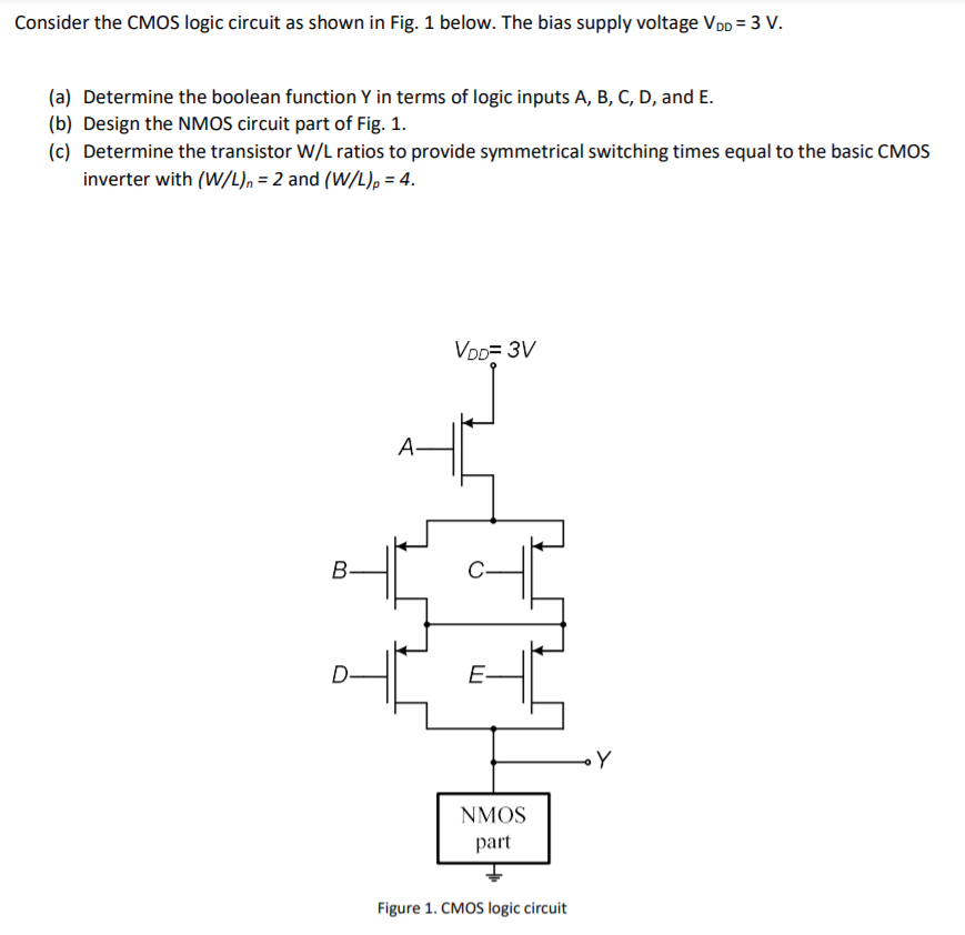 Solved Consider the CMOS logic circuit as shown in Fig. 1 | Chegg.com
