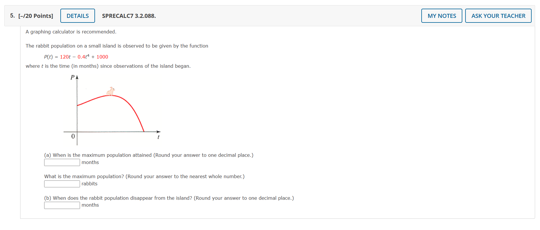 Solved A graphing calculator is recommended. The rabbit | Chegg.com