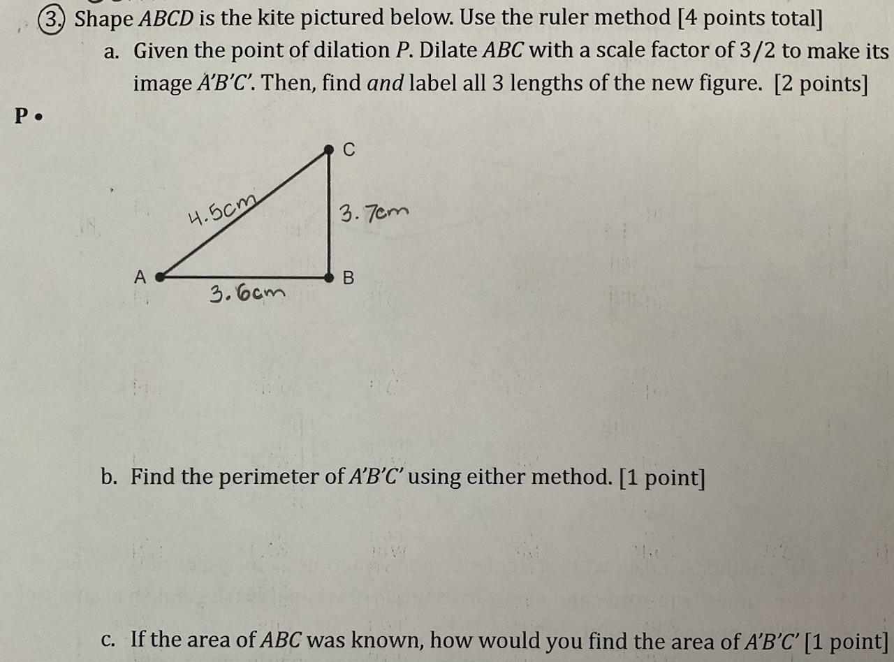 Solved (3.) Shape ABCD is the kite pictured below. Use the | Chegg.com