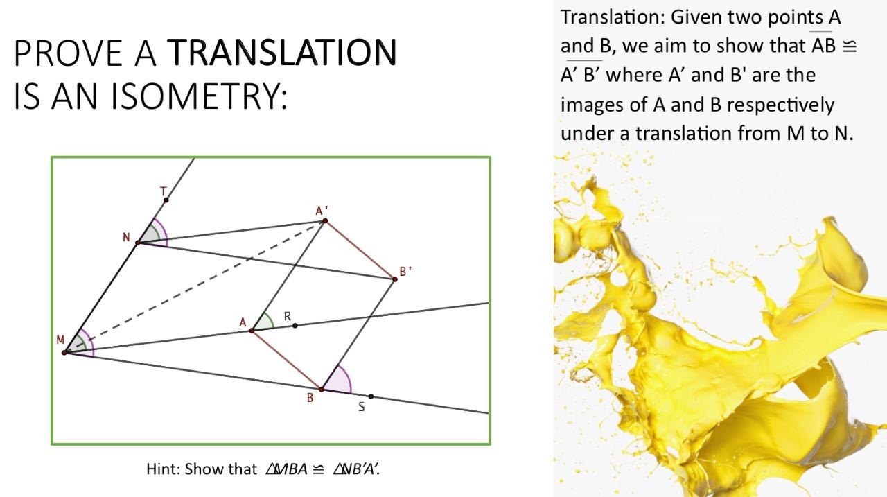 Solved PROVE A TRANSLATION IS AN ISOMETRY: Translation: | Chegg.com