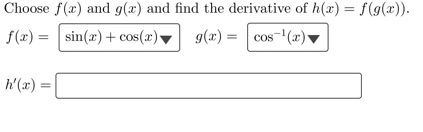 Solved Choose f(x) and g(x) and find the derivative of | Chegg.com