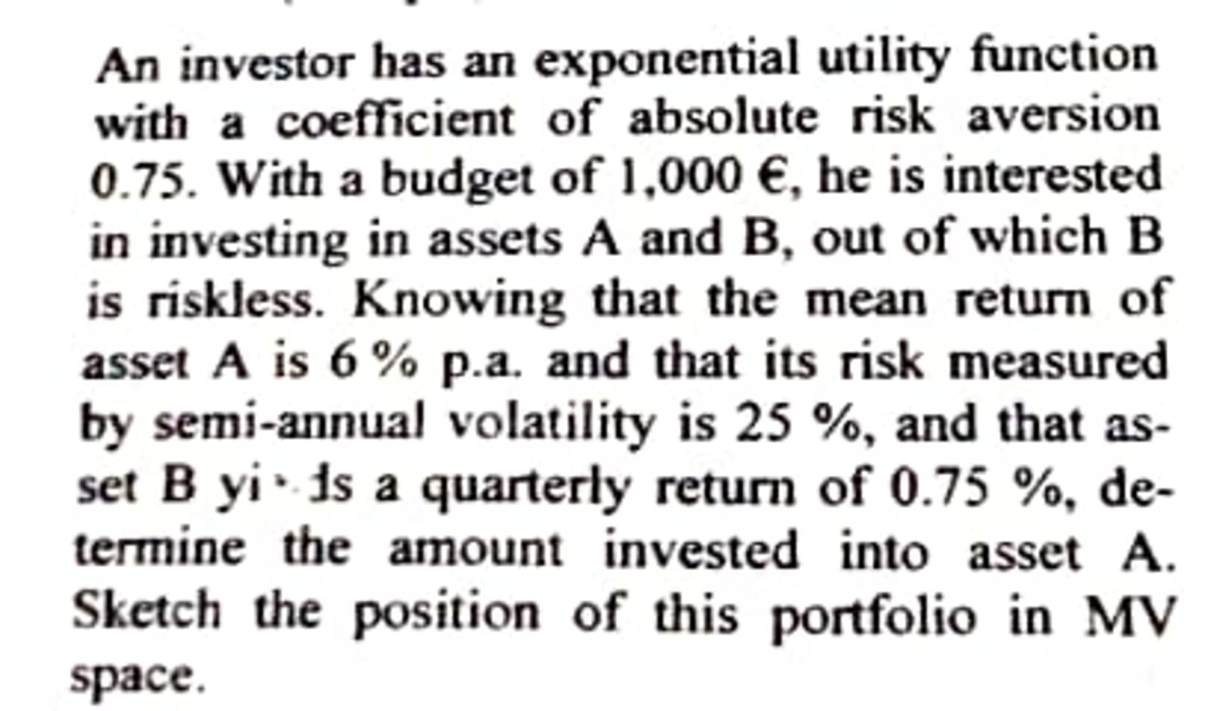 Solved An investor has an exponential utility functionwith a | Chegg.com