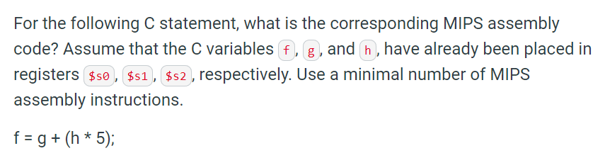 Solved For the following C statement, what is the | Chegg.com