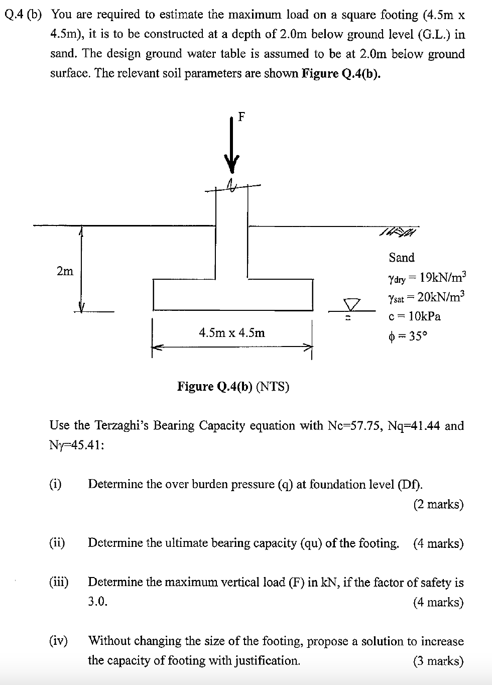 Solved Q.4 (b) You are required to estimate the maximum load | Chegg.com