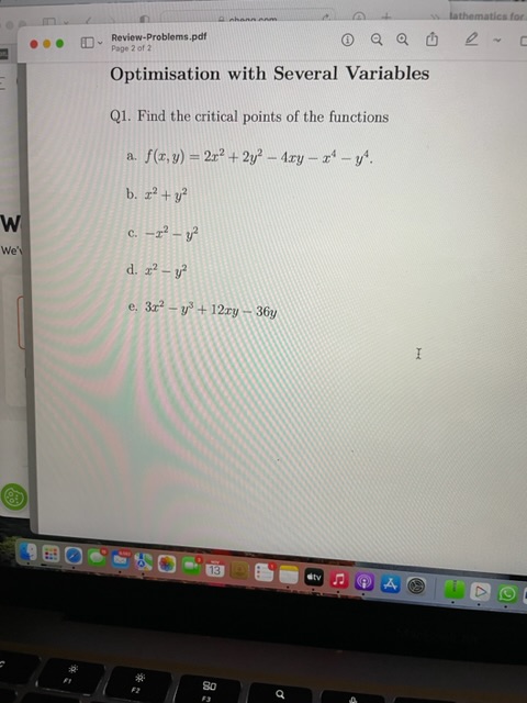 Solved Optimisation with Several VariablesQ1. ﻿Find the | Chegg.com