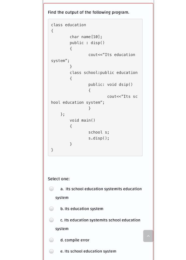 Solved Find The Output Of The Following Program Class 