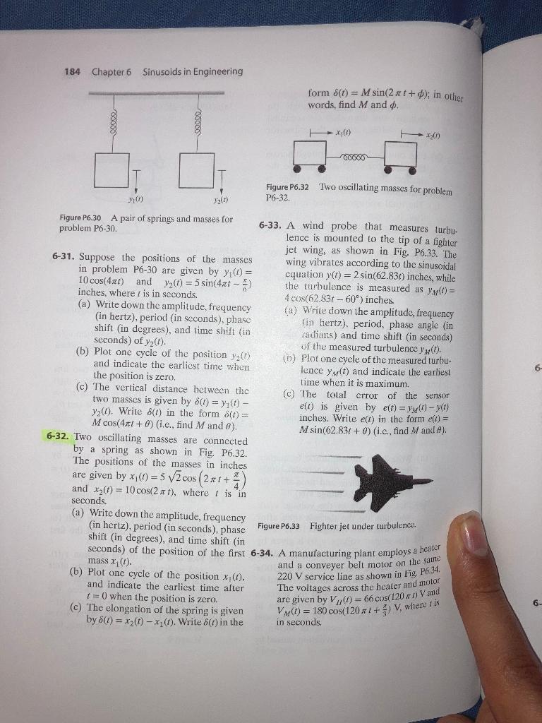 Solved 184 Chapter 6 Sinusoids in Engineering | Chegg.com