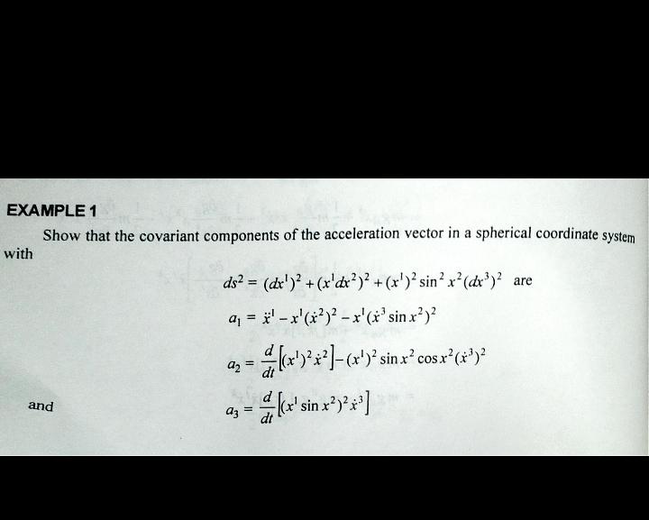 Solved Example 1 Show That The Covariant Components Of The
