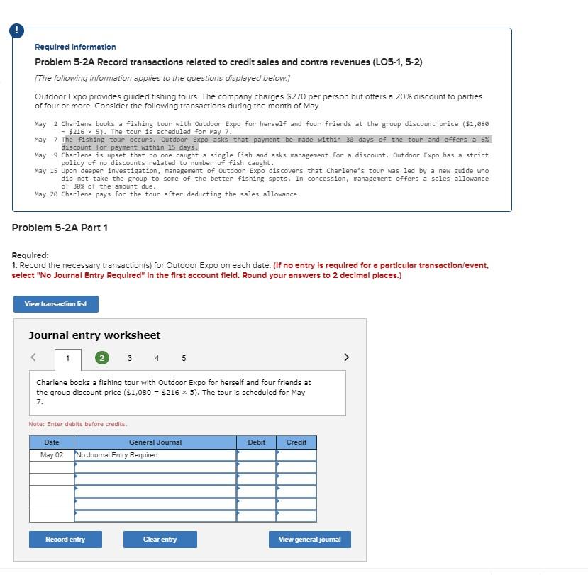 Solved Requlred Informetion Problem 5-2A Record transactions | Chegg.com