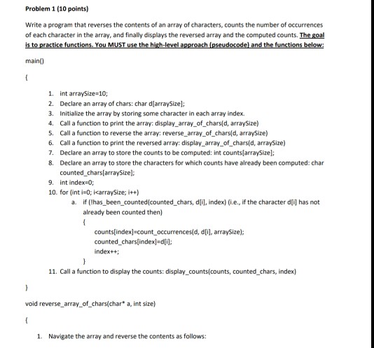 Solved Problem 1 (10 points Write a program that reverses | Chegg.com