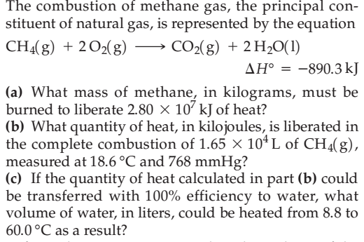 Solved The combustion of methane gas, the principal | Chegg.com