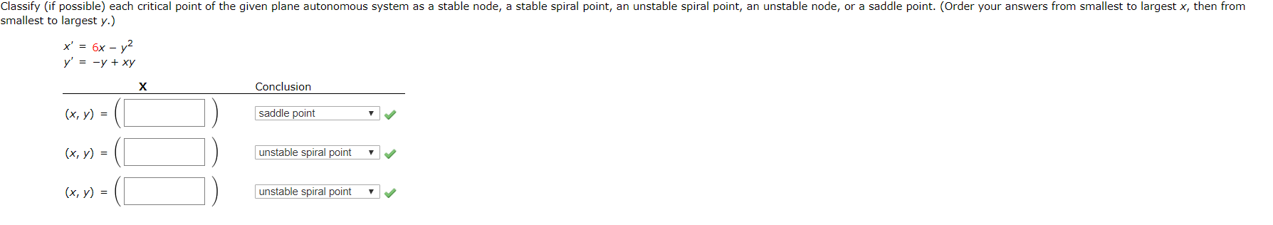 Solved Classify (if possible) each critical point of the | Chegg.com