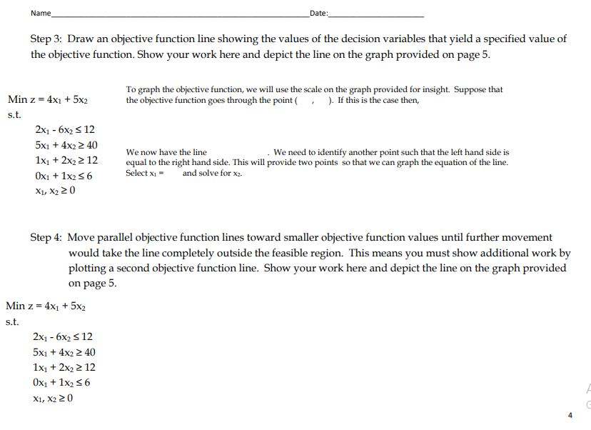 Solved Name Date: Chapter 2: Graphical Solution Procedure to | Chegg.com