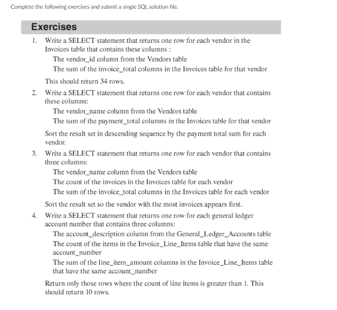 Solved Complete the following exercises and submit a single | Chegg.com