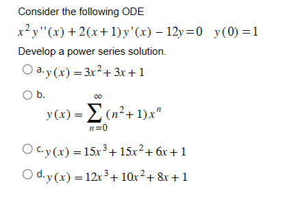 Solved Consider the following ODE | Chegg.com