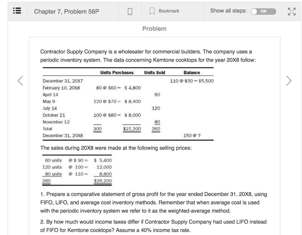 Solved Chapter 7, Problem 56P Bookmarlk Show all steps ON | Chegg.com