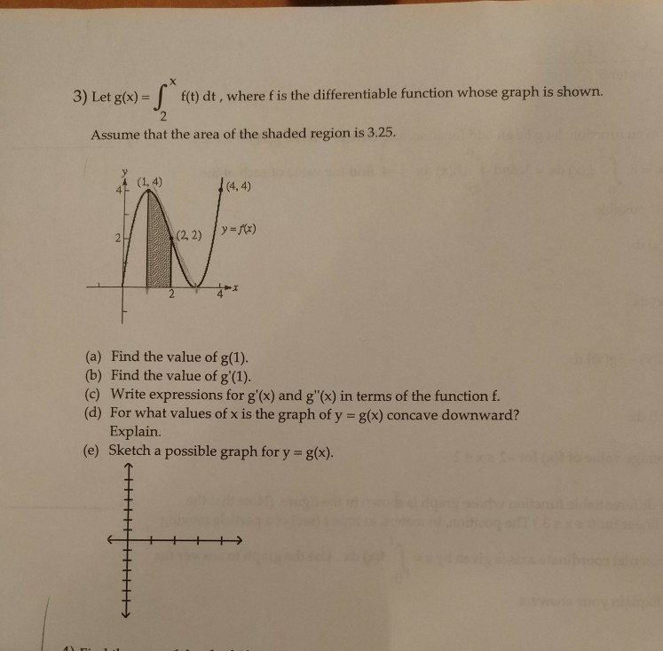 Solved 3) Let gx)- f(t) dt, where f is the differentiable | Chegg.com