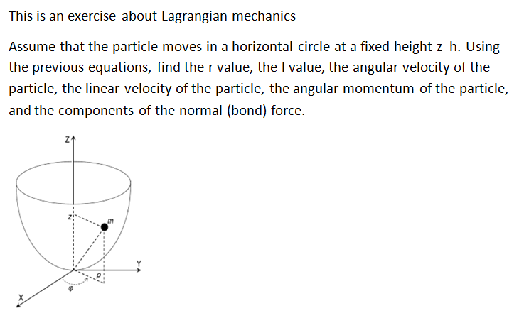 Solved This is an exercise about Lagrangian mechanics Assume | Chegg.com