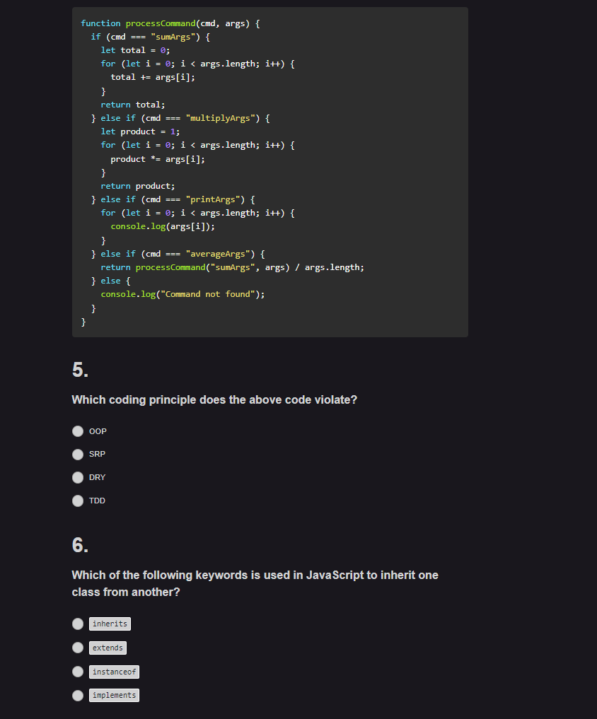 Solved 5. Which coding principle does the above code | Chegg.com