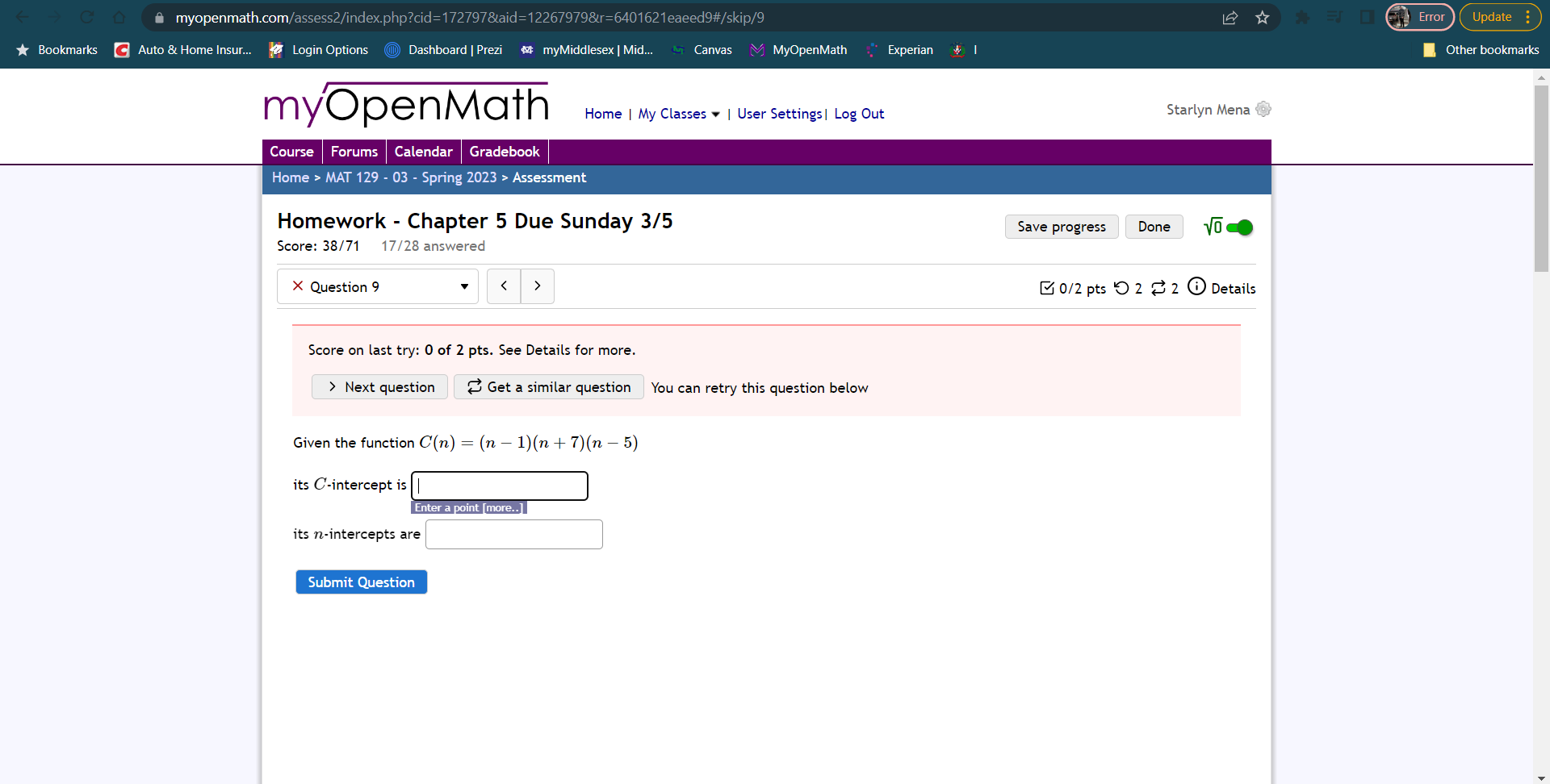 Solved 区0/2 pts 2⇄2 (i) Details Score on last try: 0 of 2 | Chegg.com