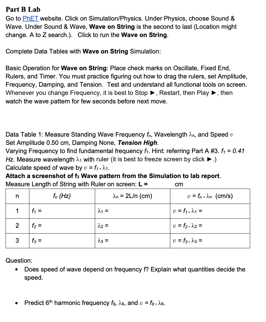 Solved Part B Lab Go to PhET website. Click on | Chegg.com