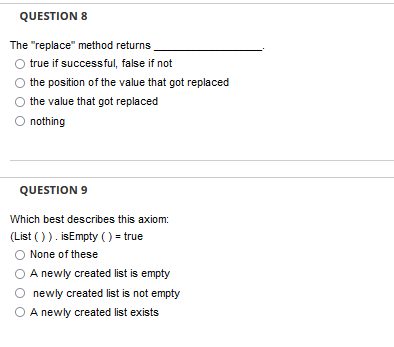 Solved The "replace" method returns. true if successful, | Chegg.com