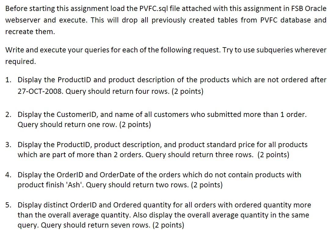Solved Before starting this assignment load the PVFC.sql | Chegg.com