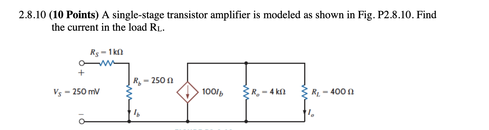 Solved 2.8.10 (10 Points) A single-stage transistor | Chegg.com