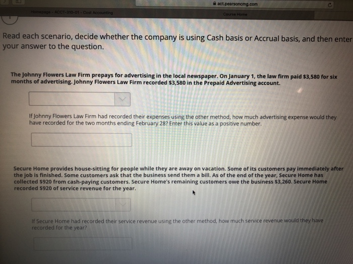 Solved a act Read each scenario, decide whether the company | Chegg.com