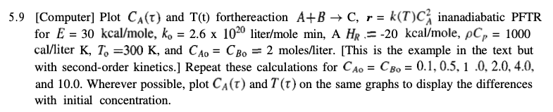 Solved 9 [Computer] Plot CA(τ) and T(t) forthereaction | Chegg.com