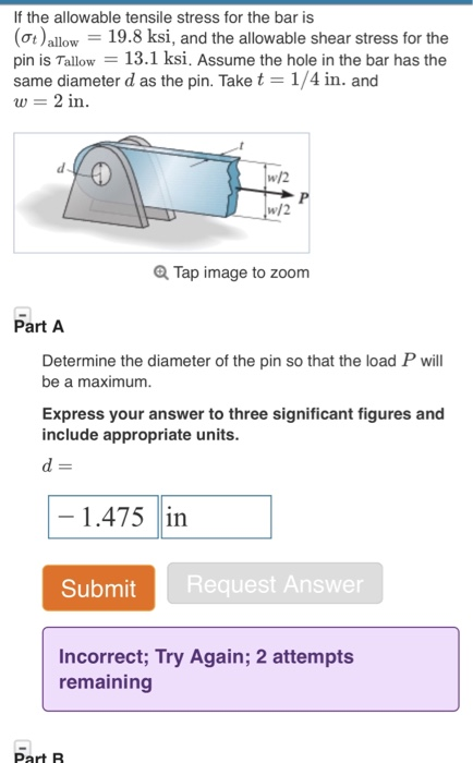 Solved If the allowable tensile stress for the bar is (a | Chegg.com