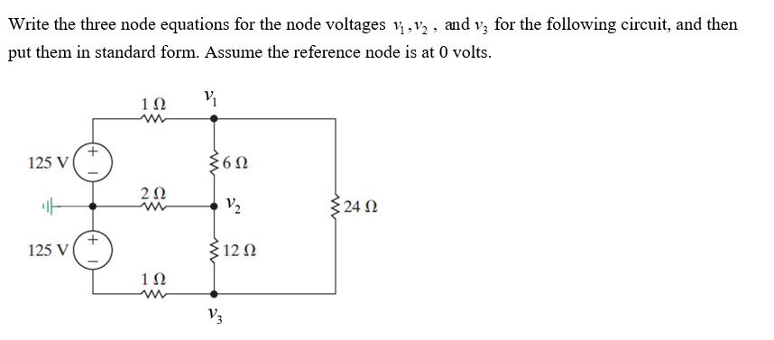 Solved Write the three node equations for the node voltages | Chegg.com Solved Write the three node equations for the node voltages | Chegg.com