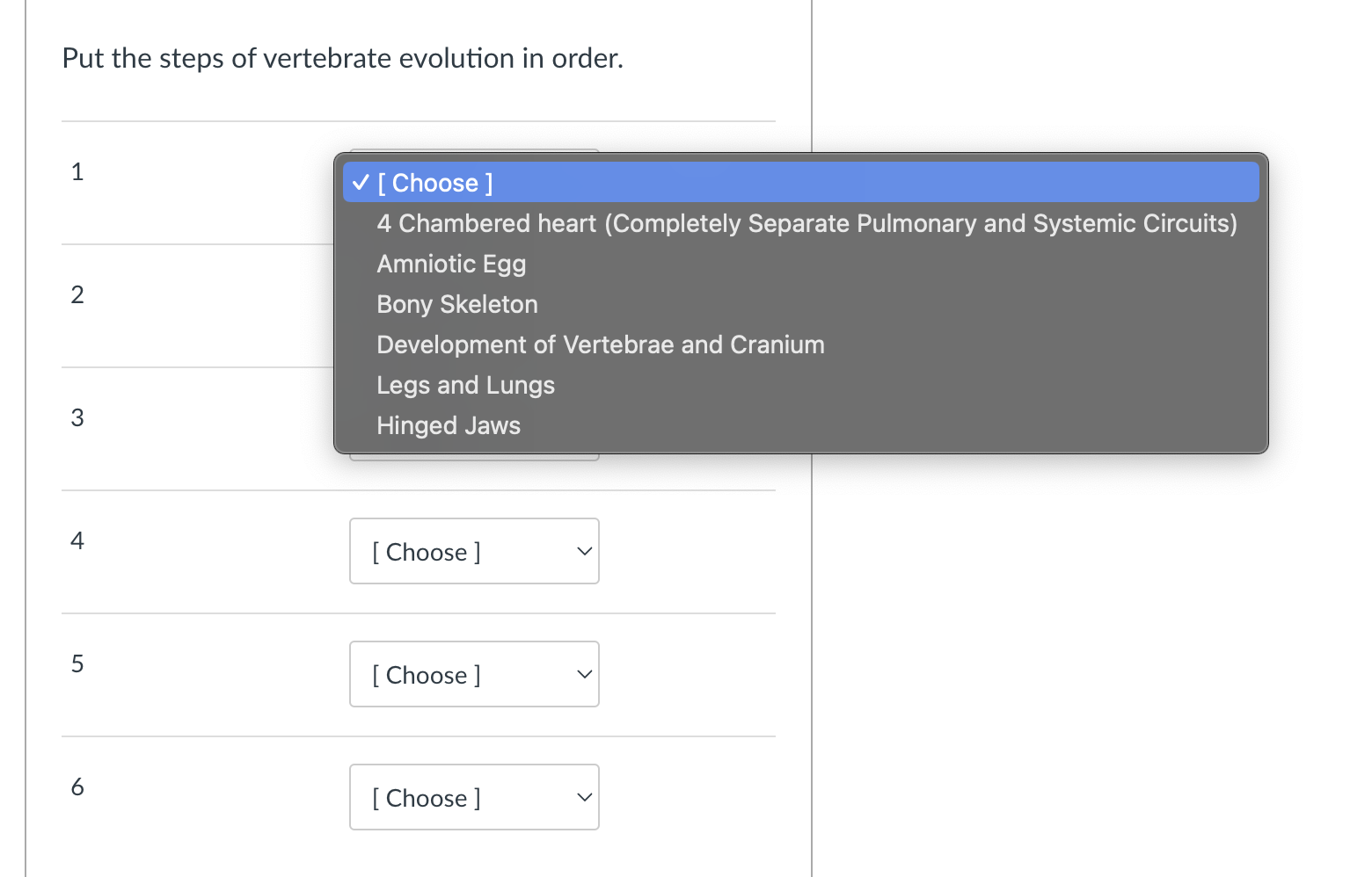 Solved Put the steps of vertebrate evolution in order.1 [ | Chegg.com