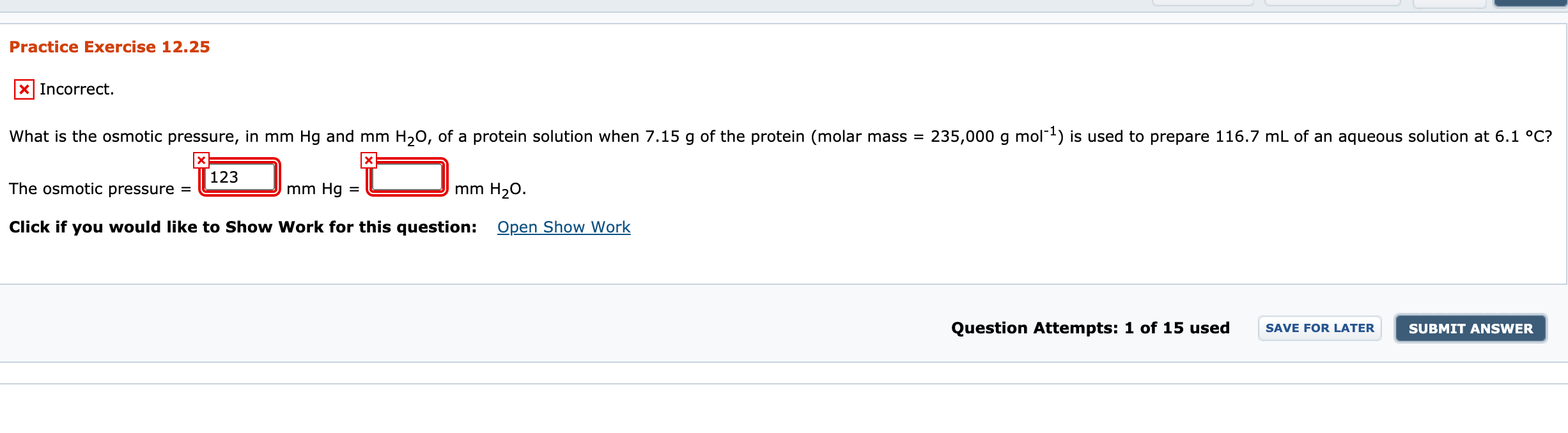 Solved Practice Exercise 12.25 xIncorrect. What is the | Chegg.com