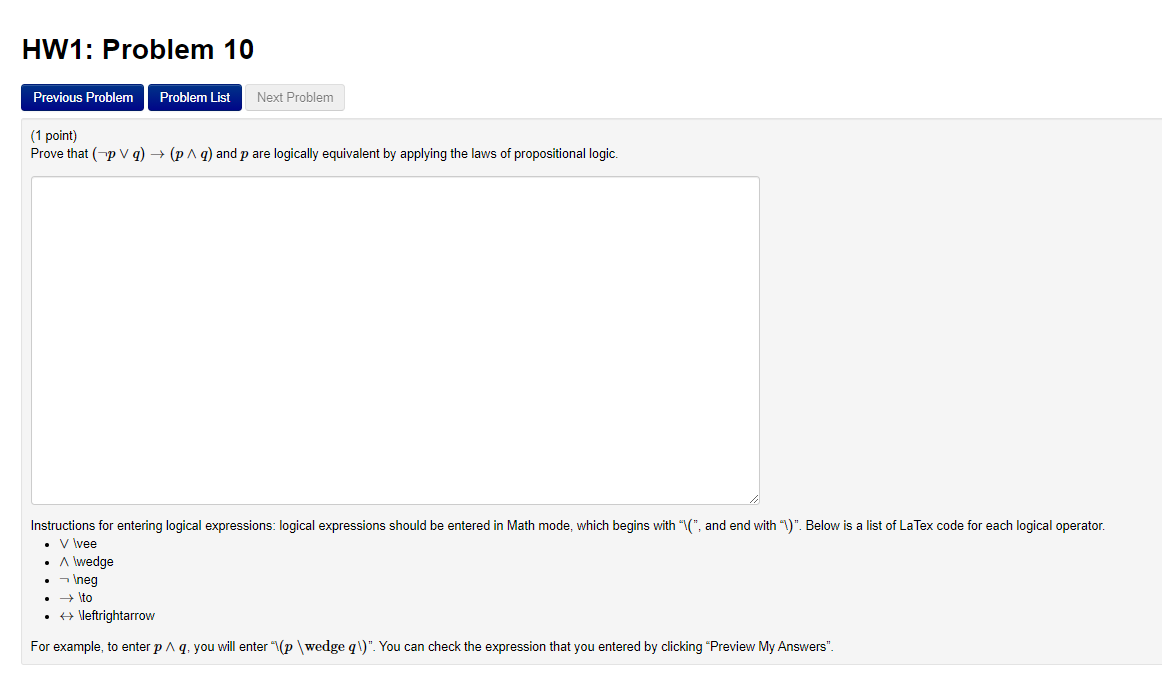 Solved HW1: Problem 10 Previous Problem Problem List Next | Chegg.com