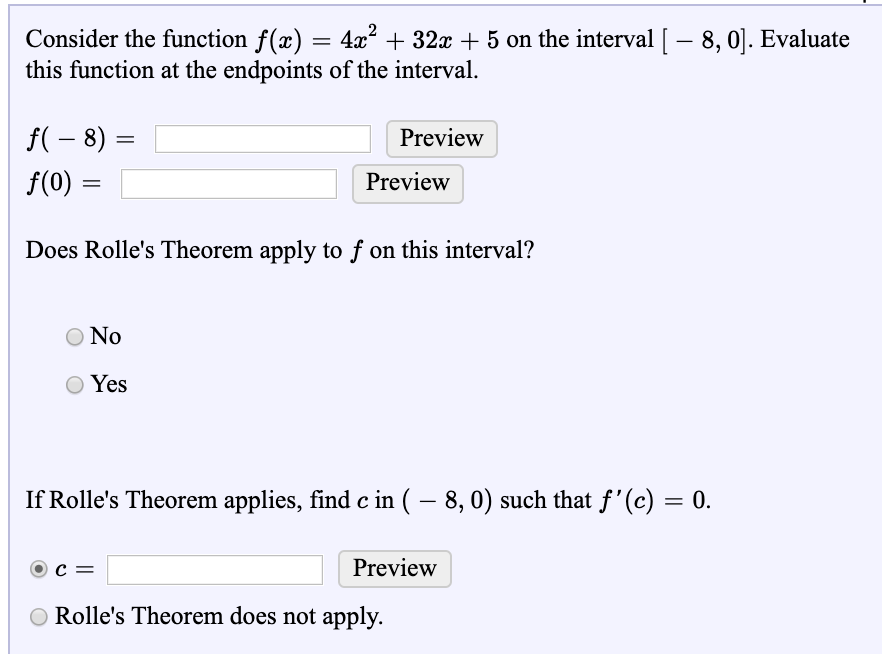 Solved Consider the function f(x) = 4x + 32x + 5 on the | Chegg.com