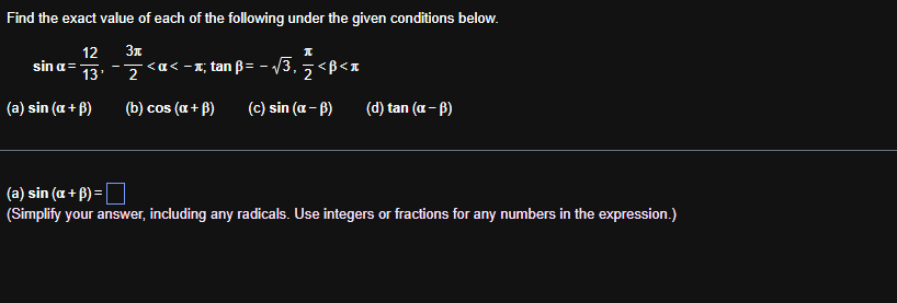 Solved Find the exact value of each of the following under | Chegg.com