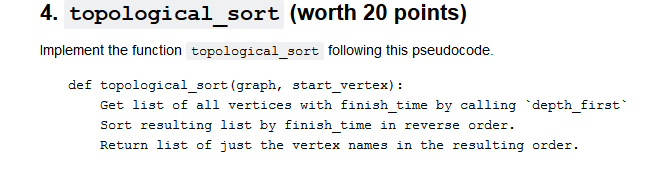 Solved 4. topological sort (worth 20 points) Implement the | Chegg.com