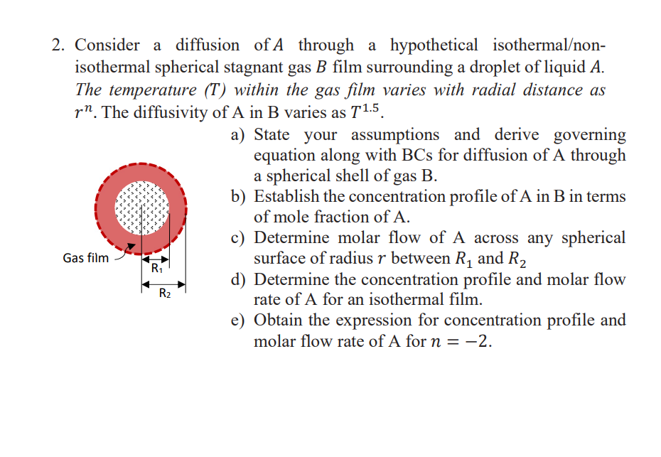 Solved 2. Consider a diffusion of A through a hypothetical | Chegg.com