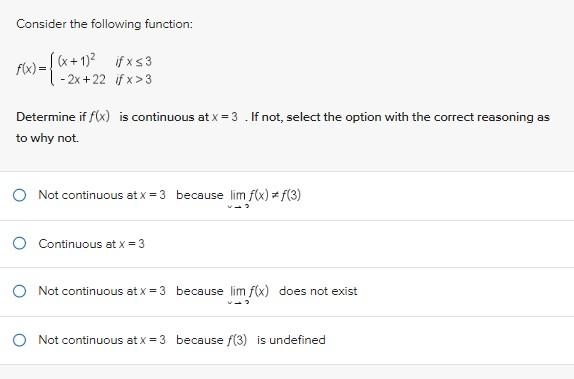 Solved Consider the following function: f(x)={(x+1)2−2x+22 | Chegg.com