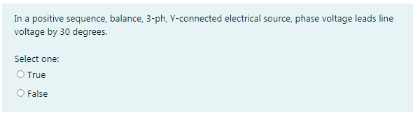 Solved In a positive sequence, balance, 3-ph, Y-connected | Chegg.com